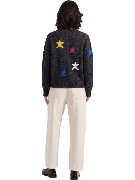 Chinti & Parker Wool-cashmere Star Round-neck Cardigan - Black