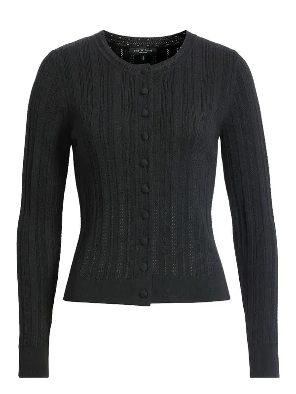 Rag & Bone Rhodes Wool Crewneck Cardigan - Black