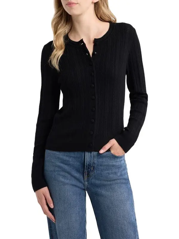 Rag & Bone Rhodes Wool Crewneck Cardigan - Black