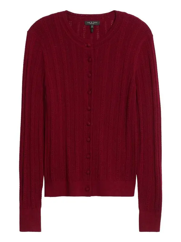 Rag & Bone Rhodes Wool Crewneck Cardigan - Pomegranite