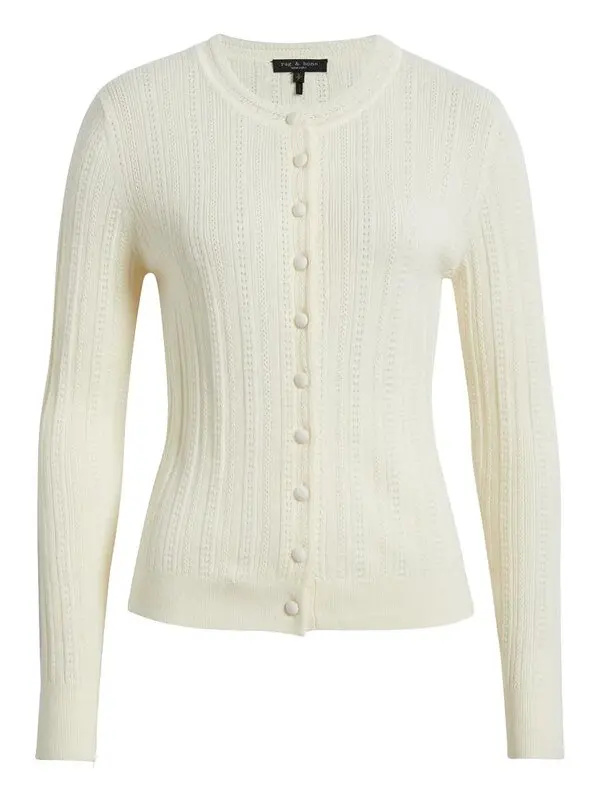 Rag & Bone Rhodes Wool Crewneck Cardigan - White