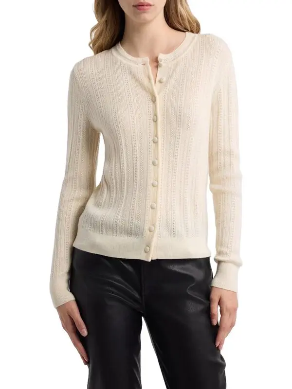 Rag & Bone Rhodes Wool Crewneck Cardigan - White