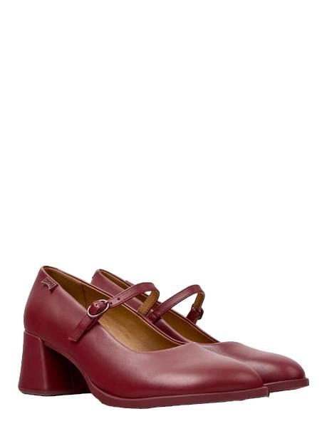 Camper Kora Leather Mary Jane With Block Heel - Burgundy