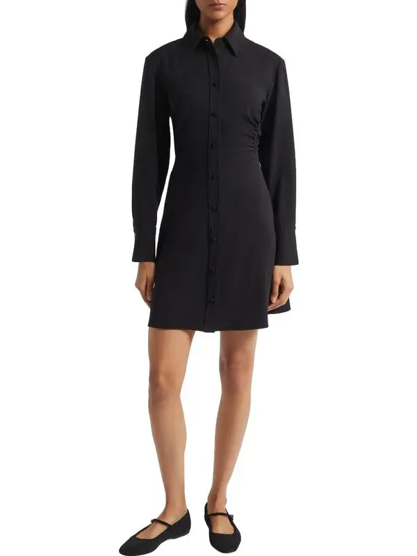 Veronica Beard Shiloh Ruched Shirtdress - Black