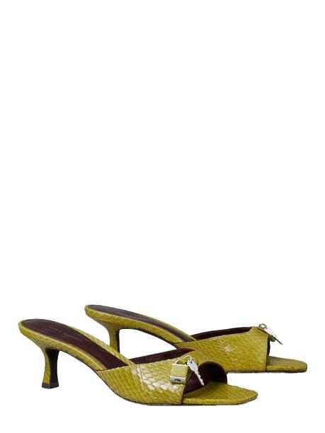 Tory Burch Lock Kitten Heel Sandal - Moss/merlot/silver