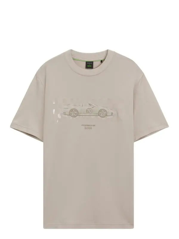 BOSS Porsche X T-shirt With Glossy Artwork - Light Beige