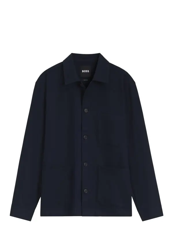 BOSS Relaxed-fit Shirt In Solid Heavyweight Flannel - Dark Blue