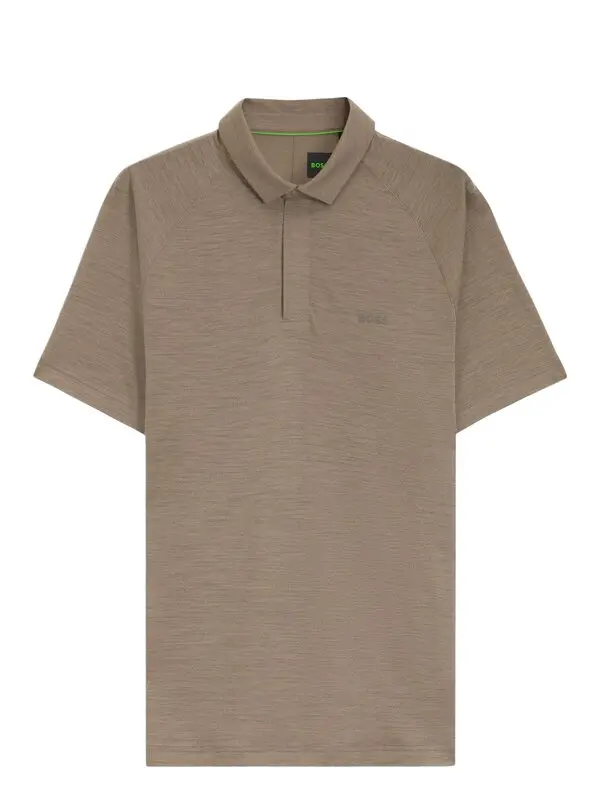 BOSS Wool-blend Slim-fit Polo Shirt With Concealed Placket - Light Brown