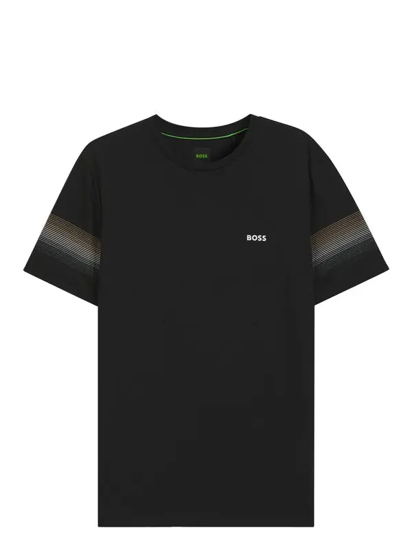 BOSS Active Slim-fit T-shirt With Sleeve Stripes - Black