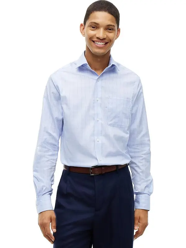 Tommy Hilfiger Regular Fit Plaid Thflex Dress Shirt 17/32 - Green