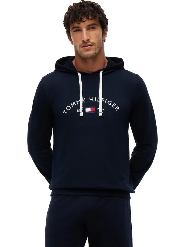 Tommy Hilfiger Pique Logo Hoodie - Navy
