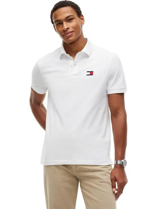 Tommy Hilfiger Regular Fit Flag Logo Polo - Optic White