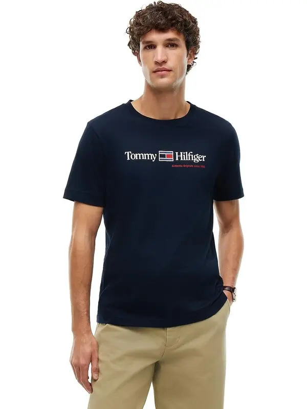 Tommy Hilfiger Hilfiger Flag Logo T-shirt - Navy Blue