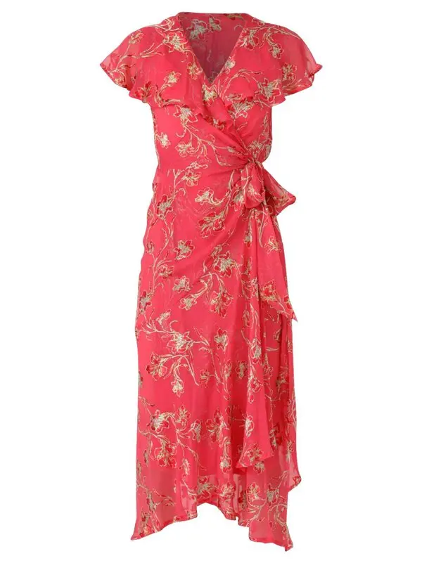 SACHA DRAKE Eleanor Wrap Dress In Floral - Pink