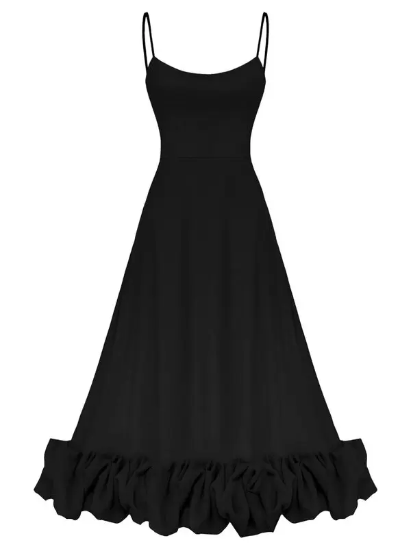 POST MERIDIEM Flounce Bustier Midi Dress - Black