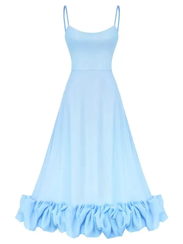 POST MERIDIEM Flounce Bustier Midi Dress - Blue