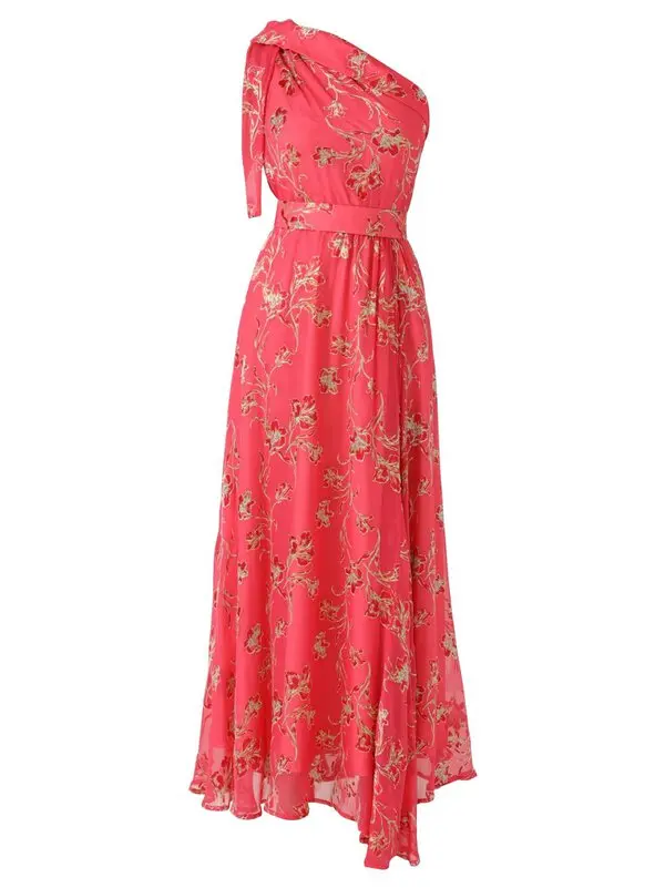 SACHA DRAKE Francesca Maxi Dress Floral Burnout Silk Rayon - Pink