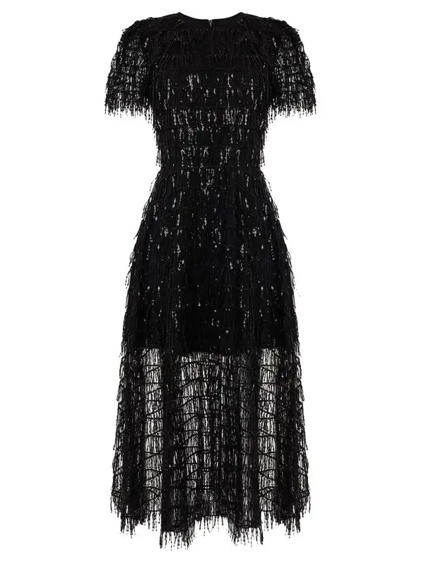 POST MERIDIEM Sequined Midi Dress - Black
