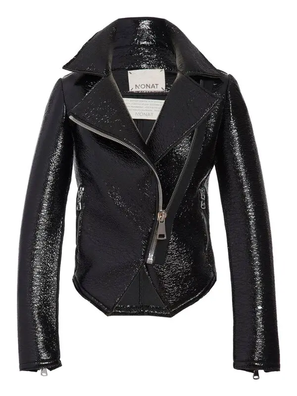 N'ONAT Nonat Metro Vegan Leather Biker Jacket - Black