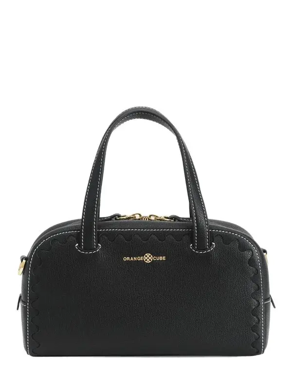 ORANGE CUBE Mosaic Boston Hand Bag - Black