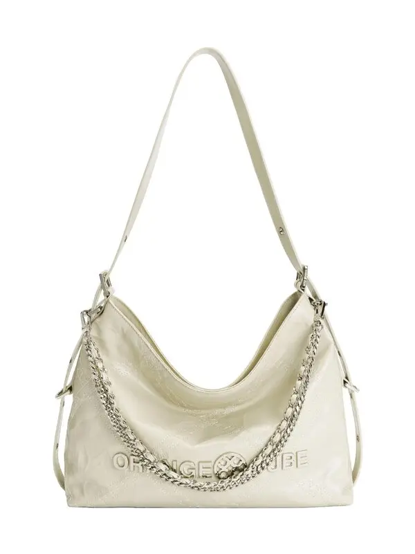 ORANGE CUBE Metropolitan Chain Hobo Bag - White
