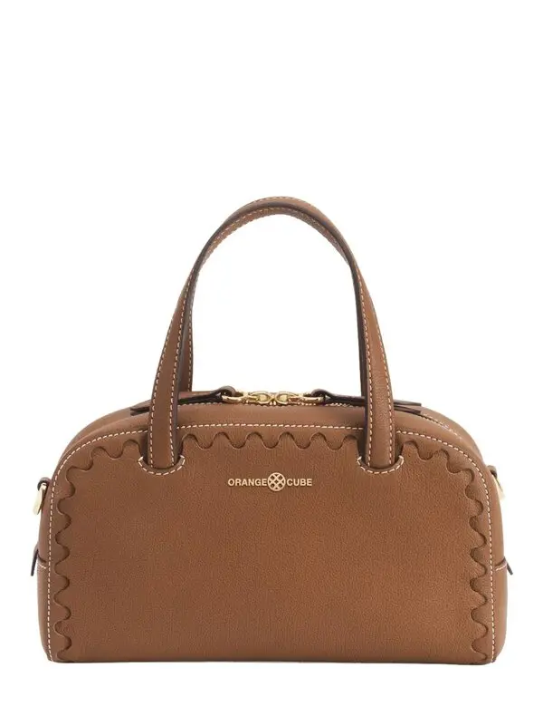 ORANGE CUBE Mosaic Boston Hand Bag - Brown