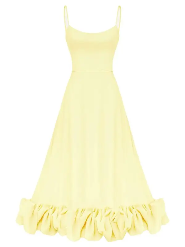 POST MERIDIEM Flounce Bustier Midi Dress - Yellow
