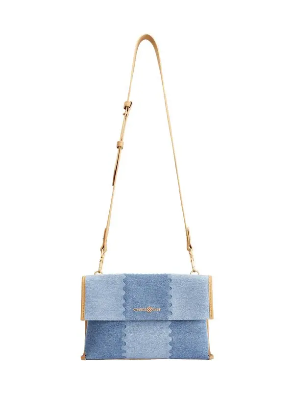 ORANGE CUBE Square Stitch Messenger Bag - Blue