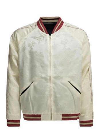 BEAMS Oriental Reversible Bomber Jacket - White