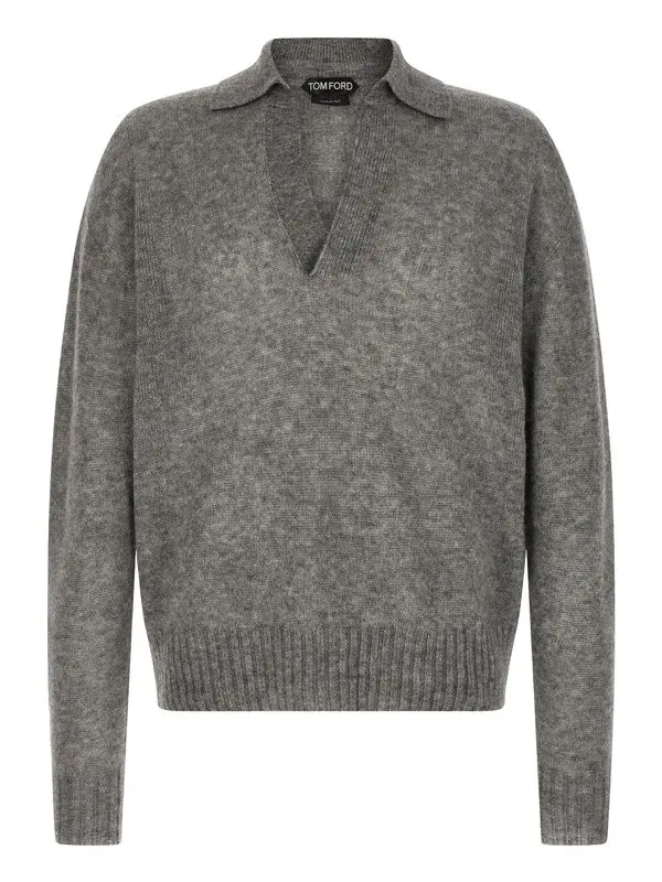 TOM FORD Cashmere And Silk Polo Shirt - Gray