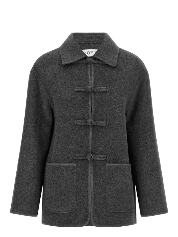 RÓHE Pankou Closure Wool Cashmere Coat - Gray