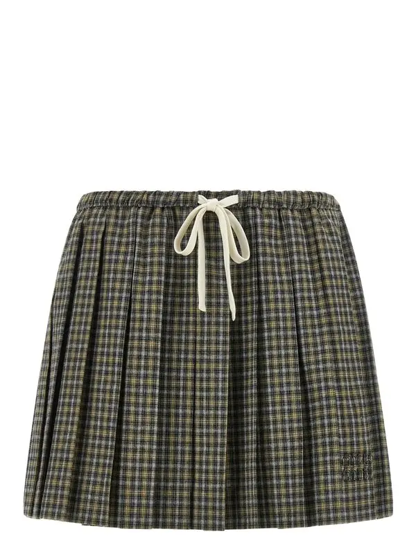 Miu Miu Pleated Tartan Mini Skirt - Multi