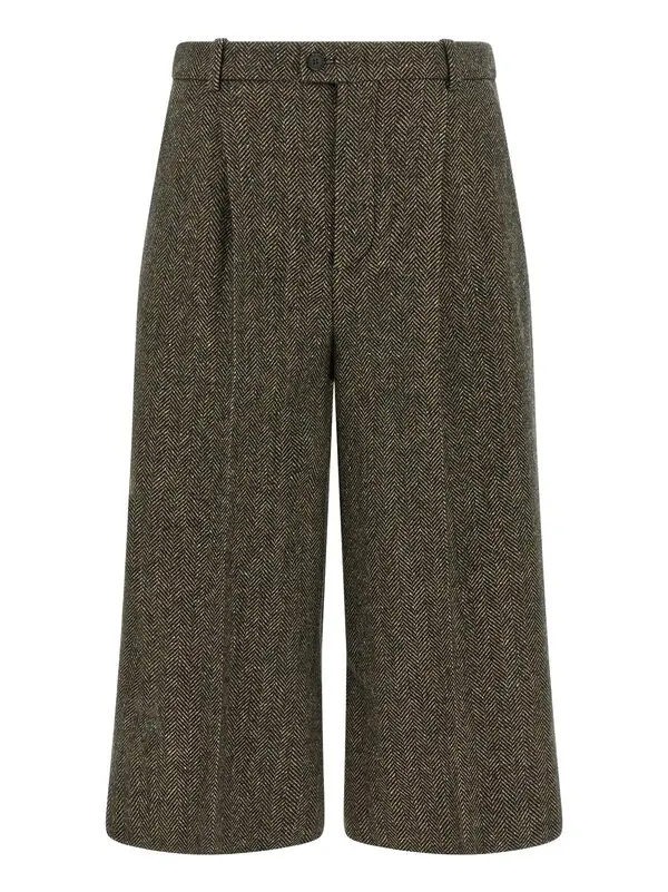 Saint Laurent Wool & Silk Blend Chevron Culotte Pants - Brown
