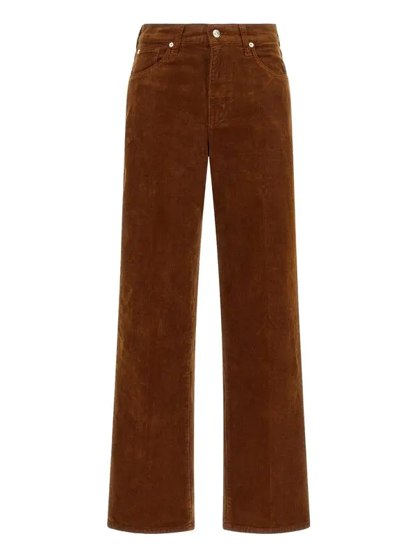 7 For All Mankind Stovepipe Straight Velvet Trousers - Brown