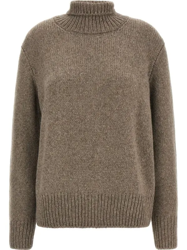 THE ROW Plira Cashmere High Neck Sweater - Brown