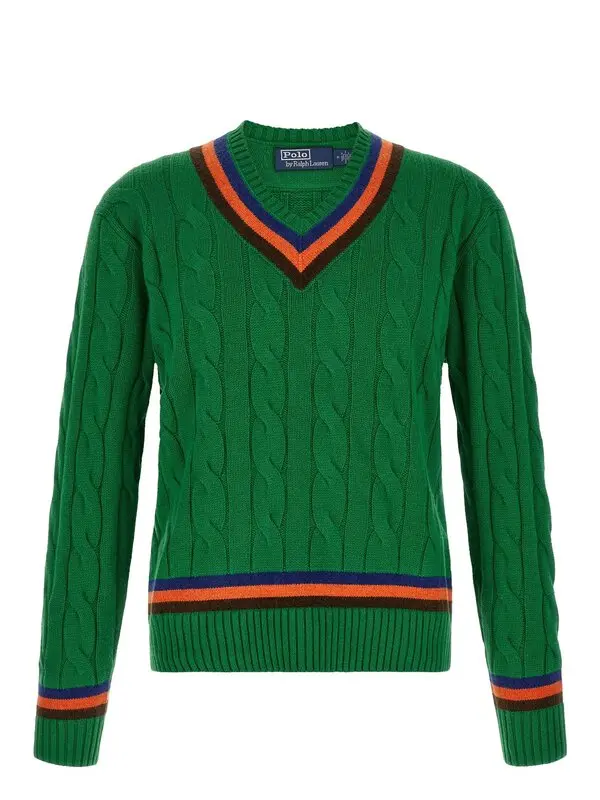 Polo Ralph Lauren V-neck Cable Knit Sweater - Green