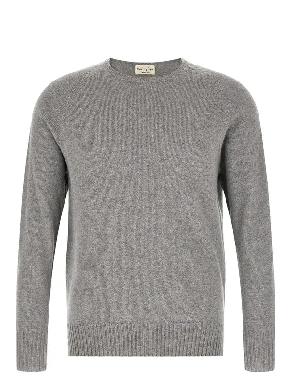 MA'RY'YA Crewneck Sweater With Side Slits - Gray