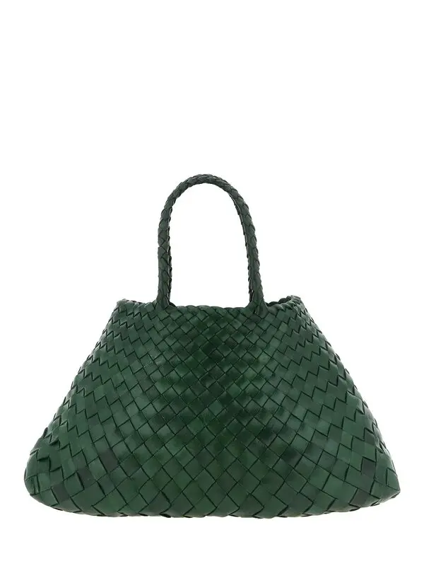 Dragon Diffusion Santa Croce Small Woven Leather Handbag - Green