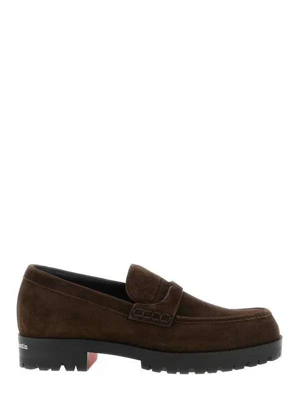CHRISTIAN LOUBOUTIN Cavavin Suede Loafers With Tank Sole - Brown