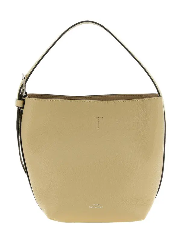 TOTEME Small Belted Tote In Hammered Leather - Beige