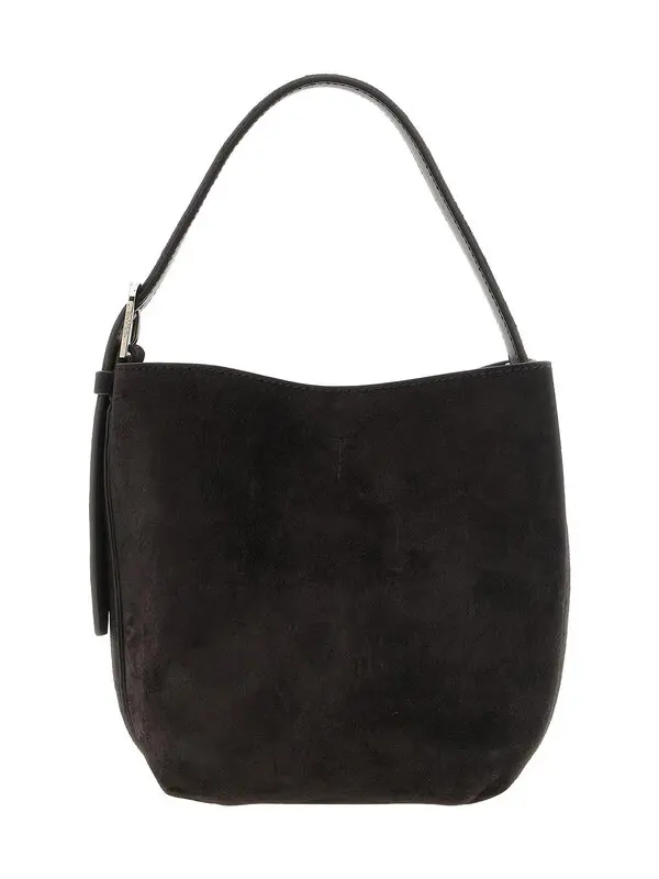 TOTEME Small Belted Suede Tote Handbag - Black