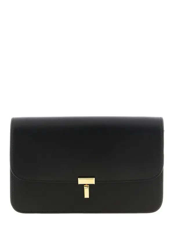 TOTEME T-lock Leather Crossbody Bag - Black