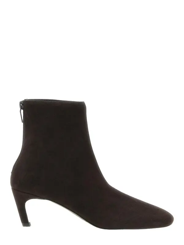 TOTEME Suede Ankle Boots With Kitten Heel - Brown