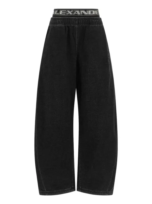 Alexander Wang Wide Leg Denim Pants - Black