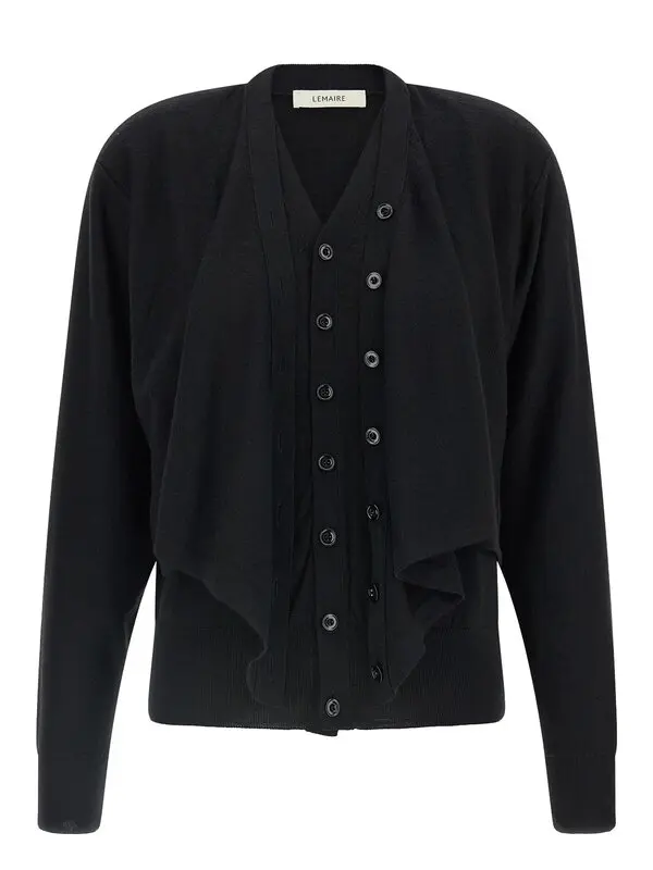LEMAIRE Trompe L'oeil Construction Cardigan - Black