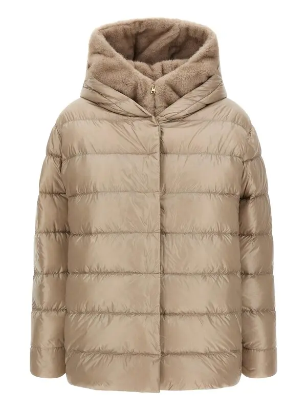 Herno Down Jacket With Fur-trimmed Hood - Beige