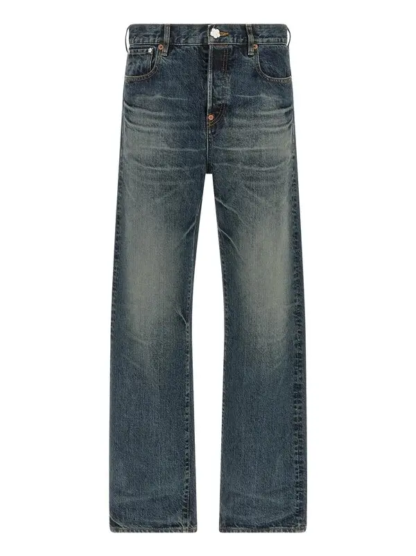 Kenzo Boke Flower Button Straight Leg Jeans - Blue