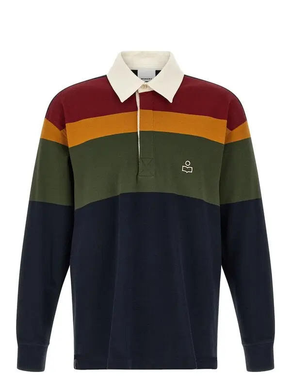 MARANT Color Block 'brandon' Polo Shirt - Blue