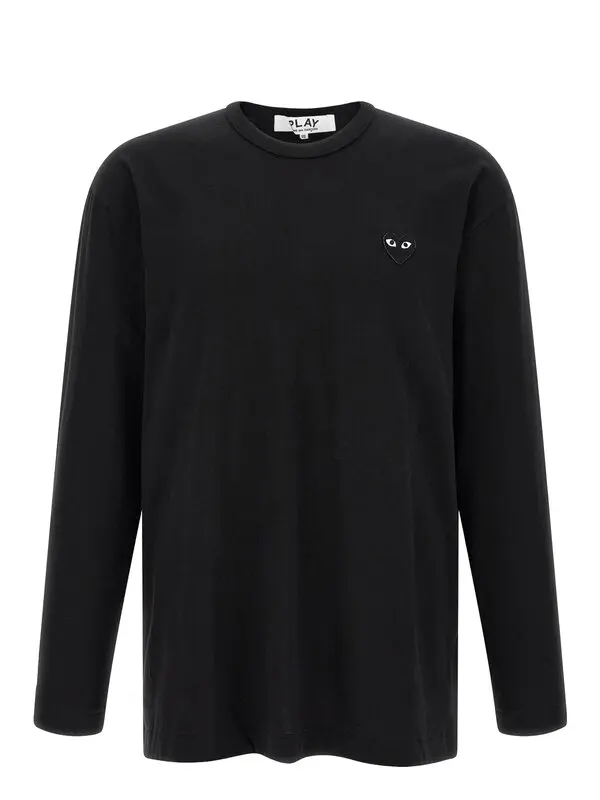 Play Comme Des Garcon Heart Patch Long Sleeve T-shirt - Black