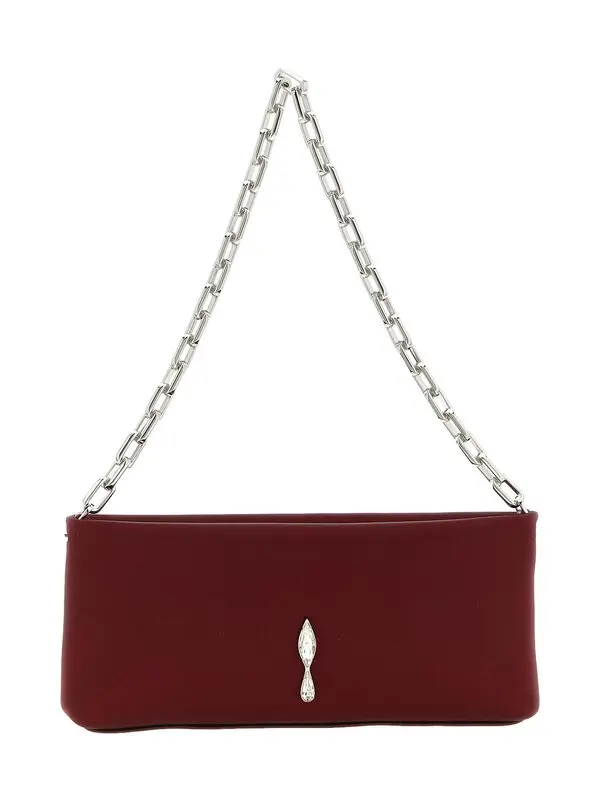 CHRISTIAN LOUBOUTIN Maykimay Clutch With Rhinestone Detail - Bordeaux